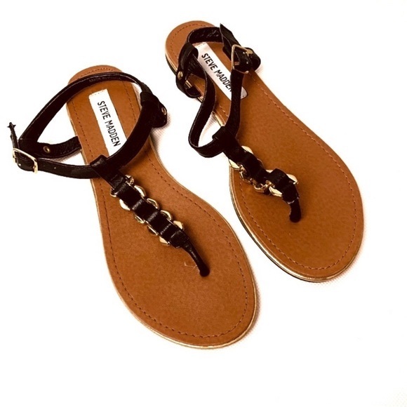 Steve Madden | Shoes | Steve Madden Strappy Sandals 6 65 Black Faux ...
